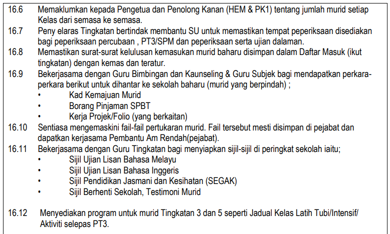 16. SENARAI PENYELARAS TINGKATAN DAN GURU TINGKATAN – SMKTTDI