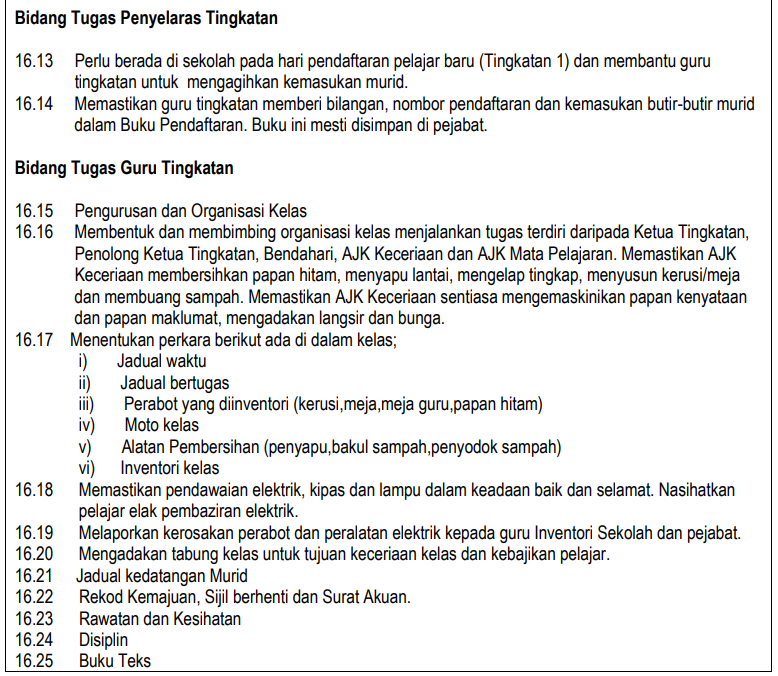 16. SENARAI PENYELARAS TINGKATAN DAN GURU TINGKATAN – SMKTTDI
